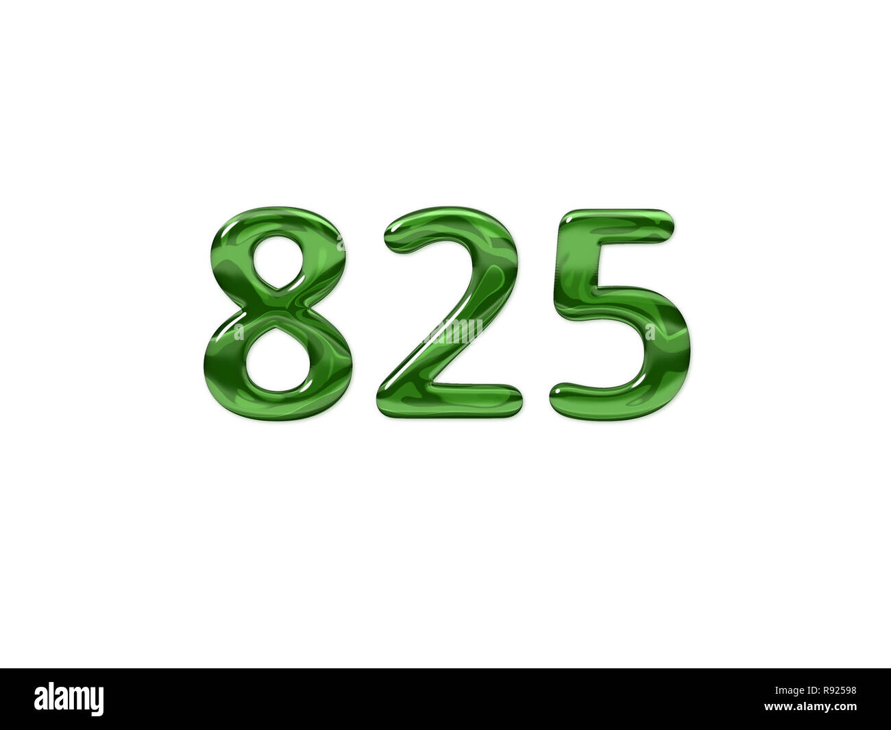 Green Number 825 isolated white background Stock Photo - Alamy