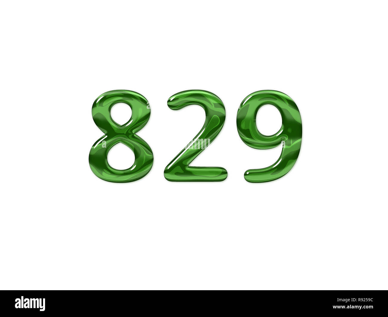 Green Number 829 isolated white background Stock Photo - Alamy
