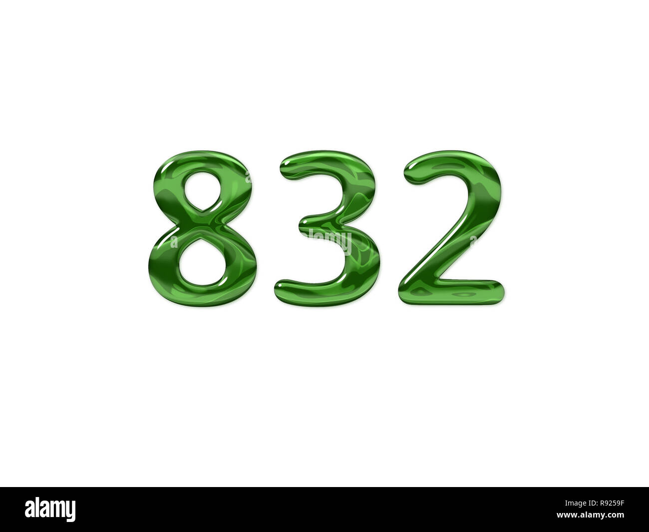 Green Number 832 isolated white background Stock Photo - Alamy