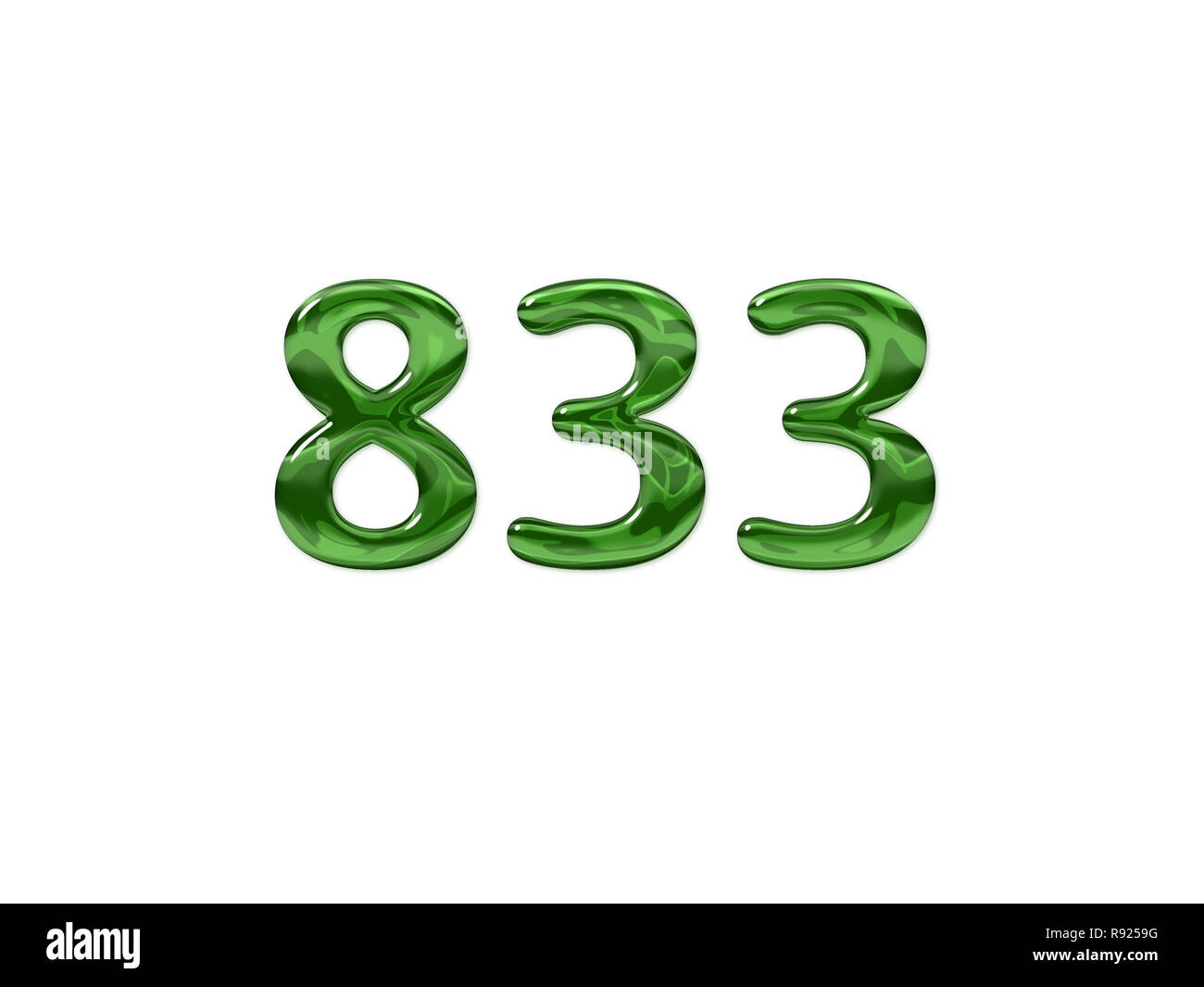 Green Number 833 isolated white background Stock Photo - Alamy