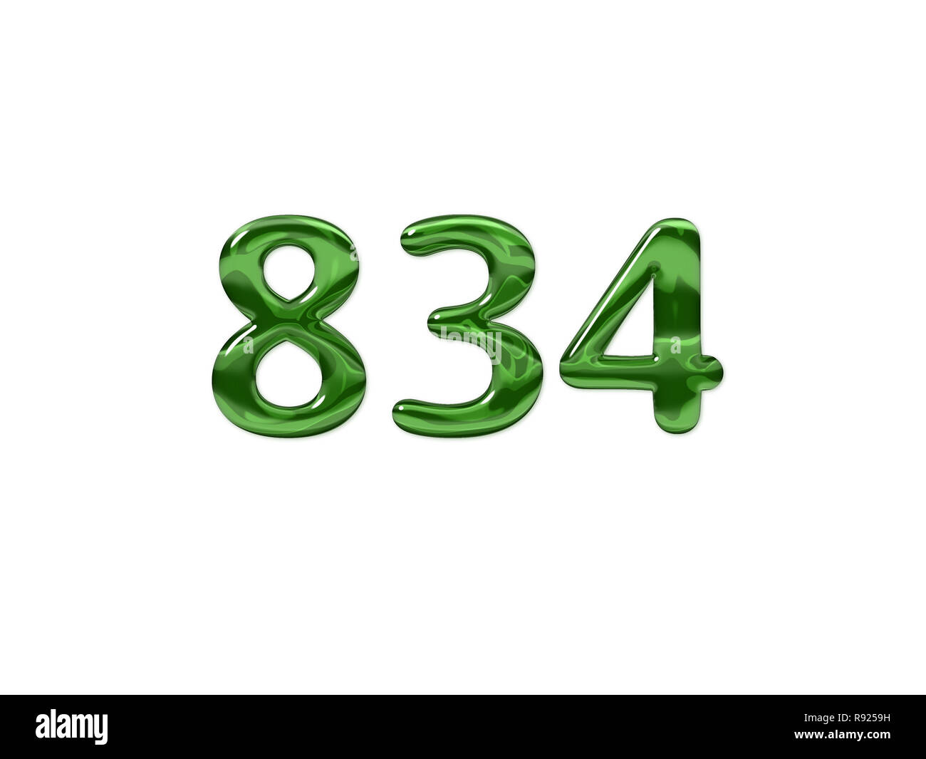 Green Number 834 isolated white background Stock Photo - Alamy