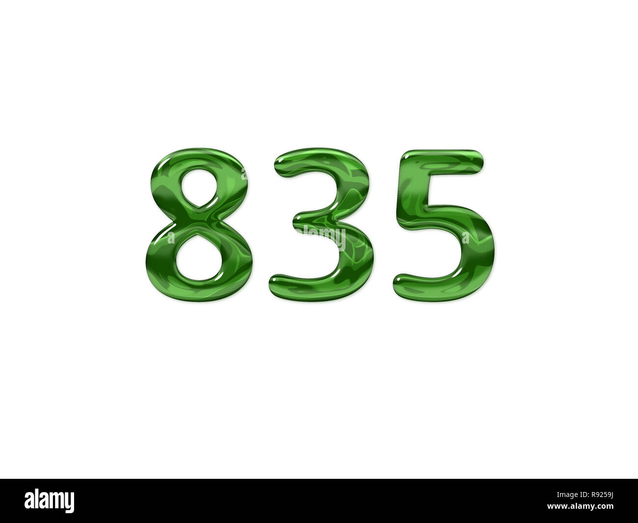 Green Number 835 isolated white background Stock Photo - Alamy