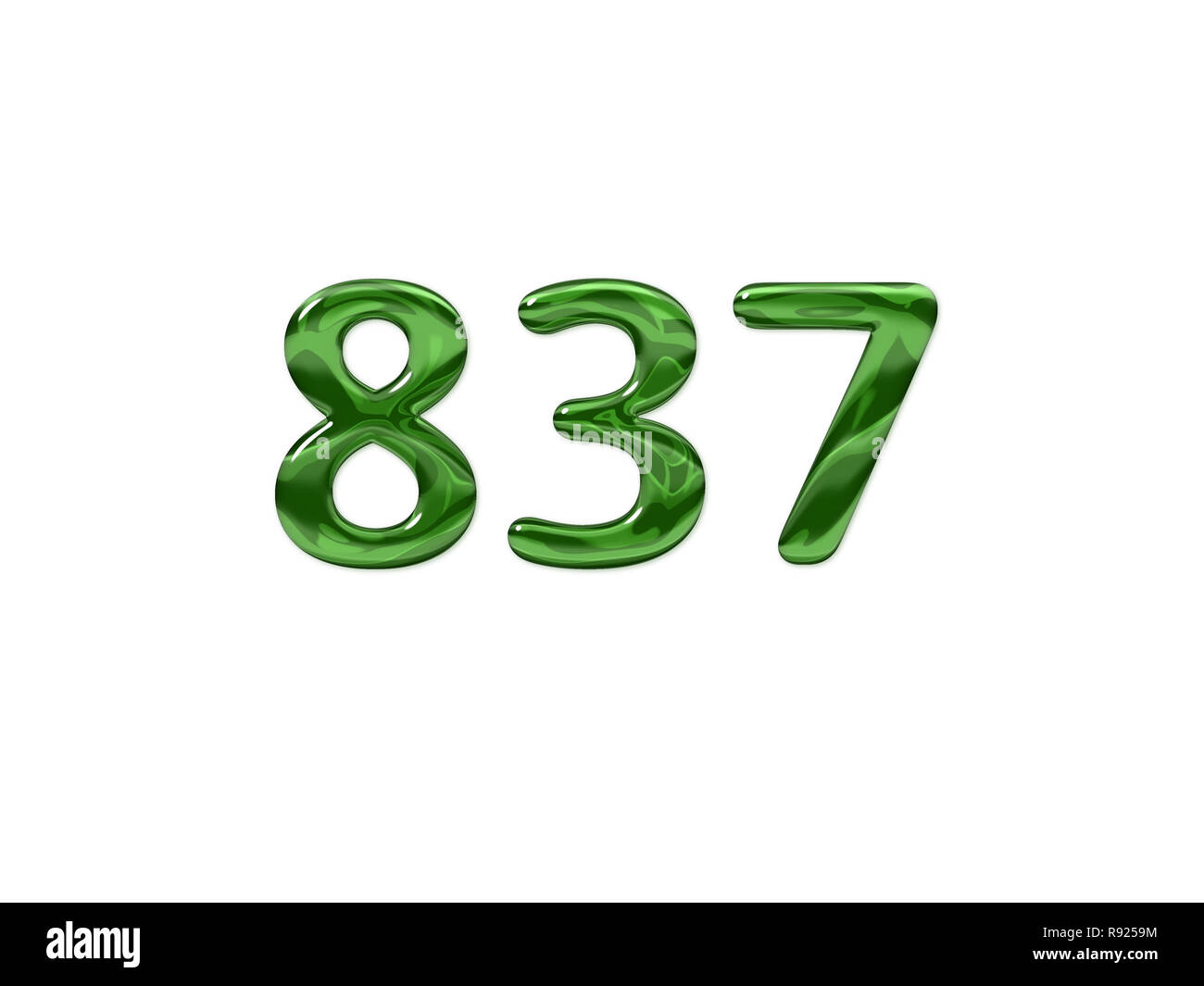 Green Number 837 isolated white background Stock Photo - Alamy