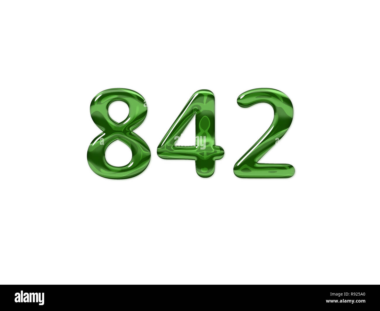 Green Number 842 isolated white background Stock Photo - Alamy