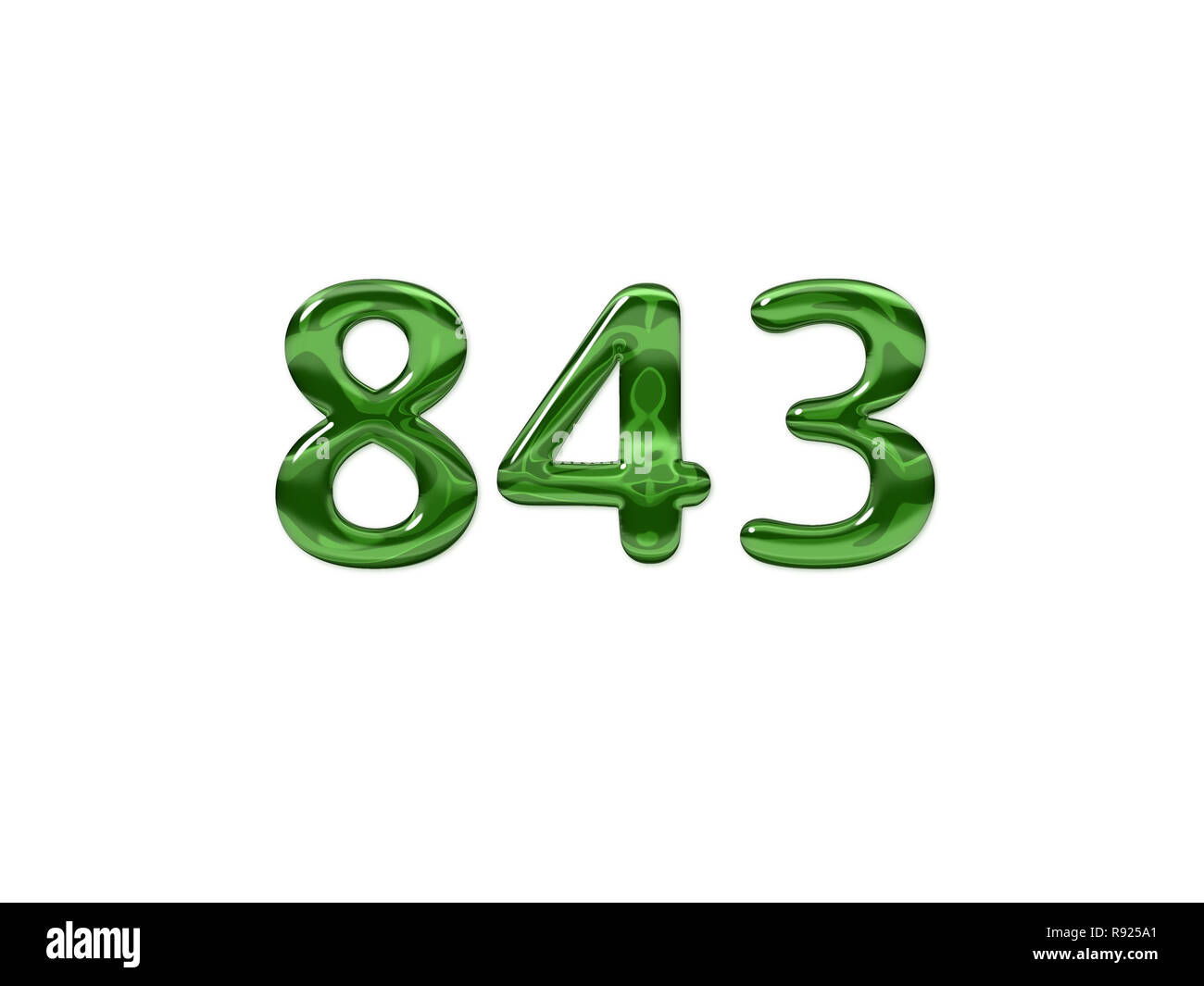 Green Number 843 isolated white background Stock Photo - Alamy