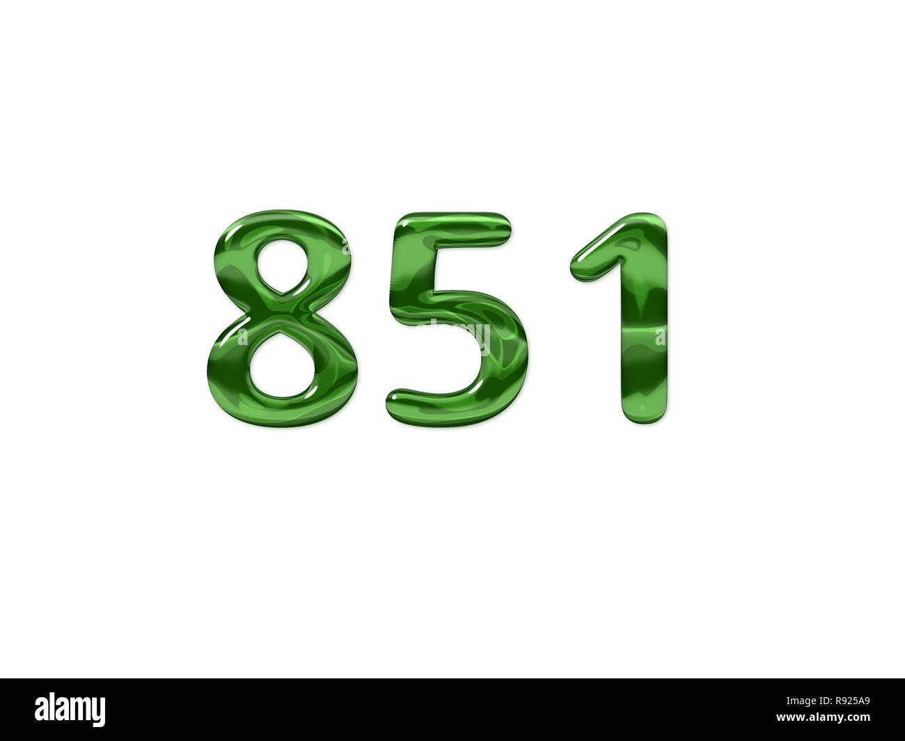 Green Number 851 isolated white background Stock Photo - Alamy