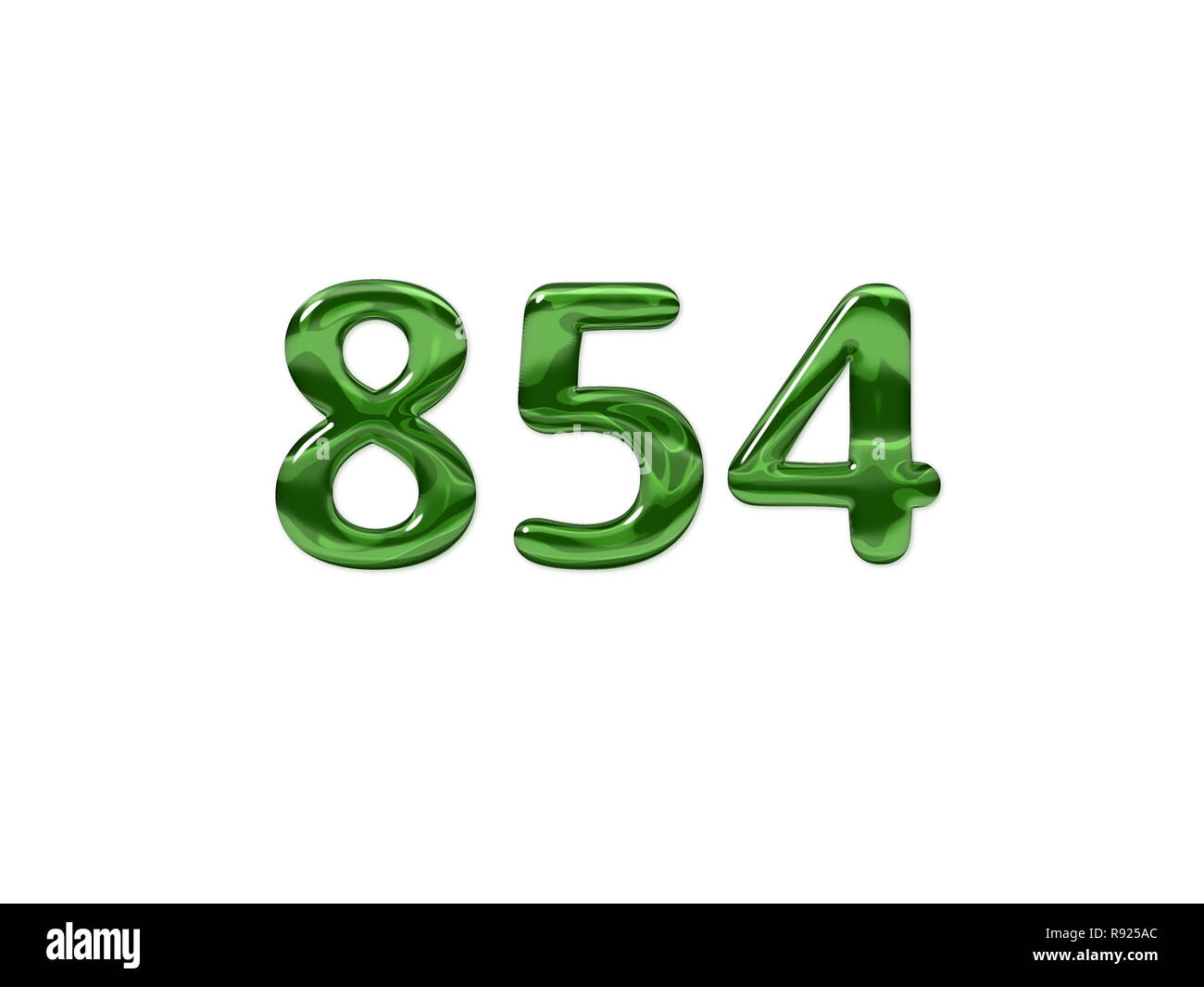 Green Number 854 isolated white background Stock Photo - Alamy