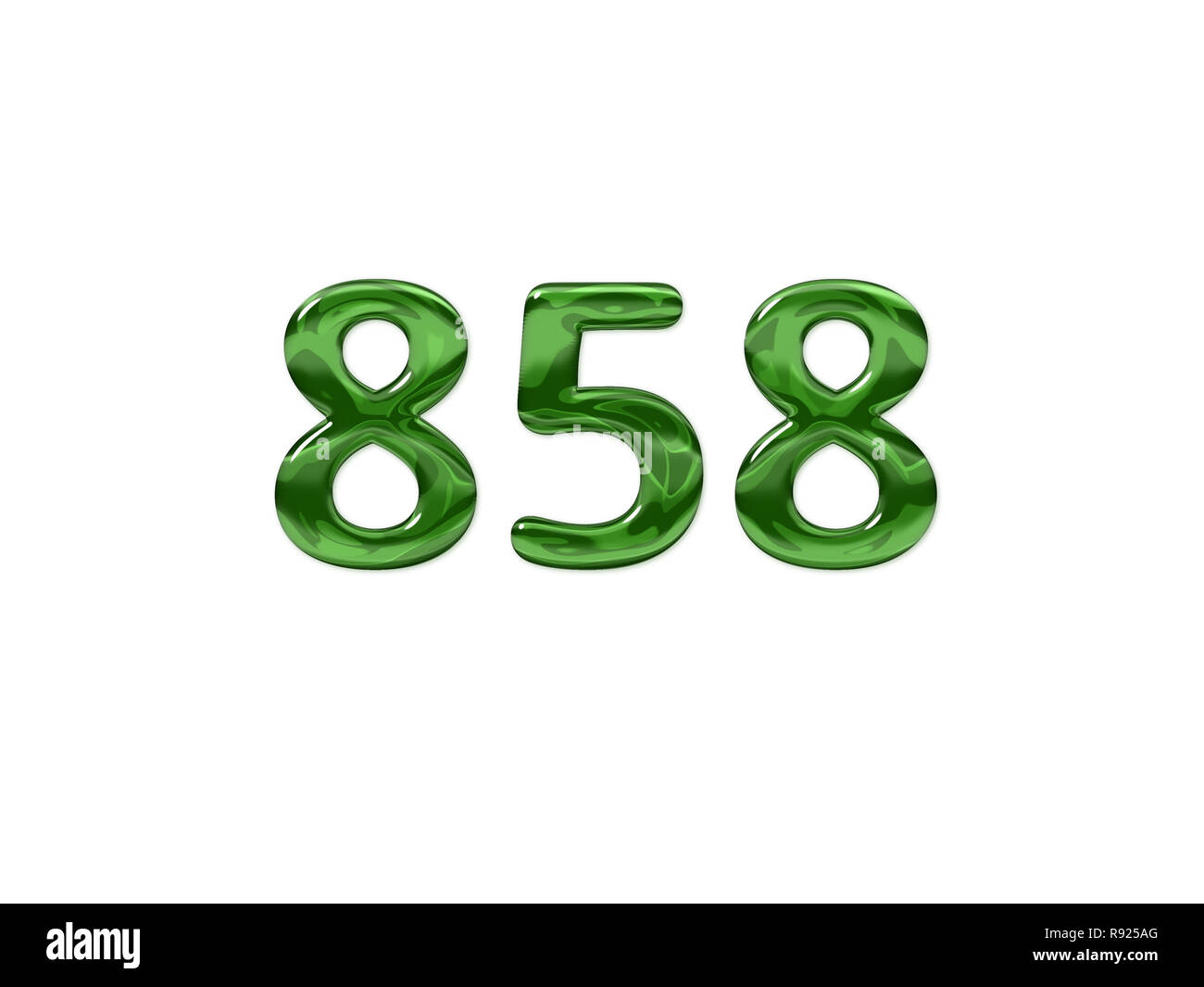 Green Number 858 isolated white background Stock Photo - Alamy