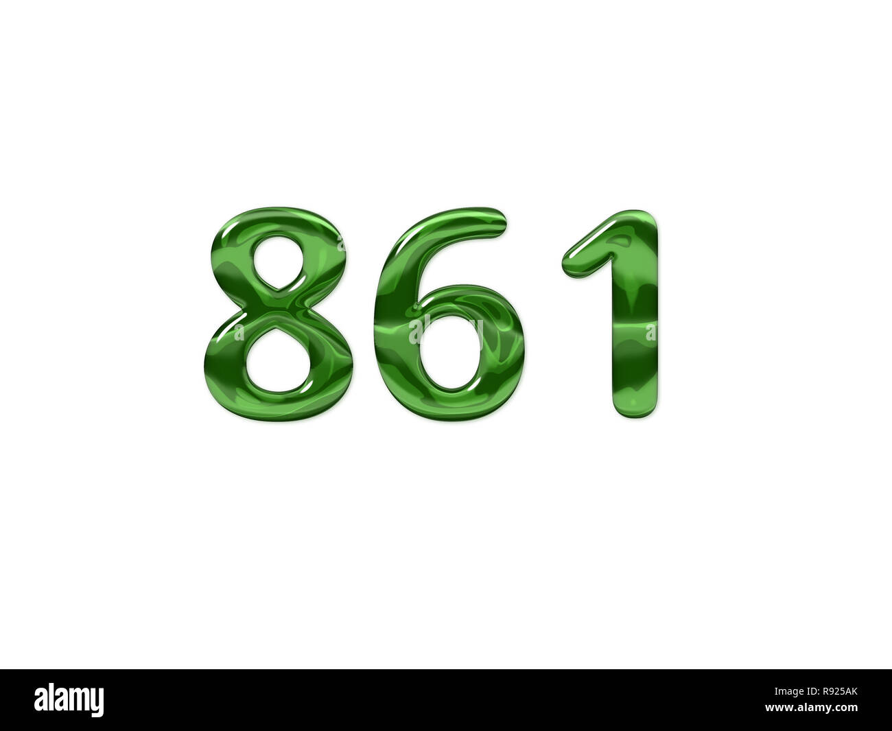 Green Number 861 isolated white background Stock Photo - Alamy