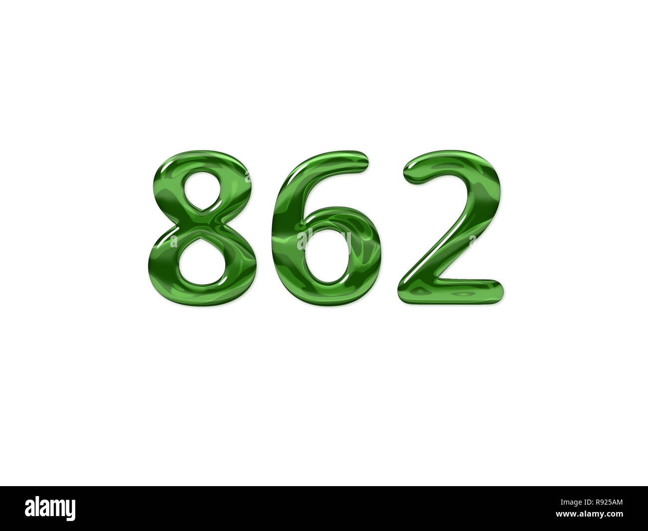 Green Number 862 isolated white background Stock Photo - Alamy