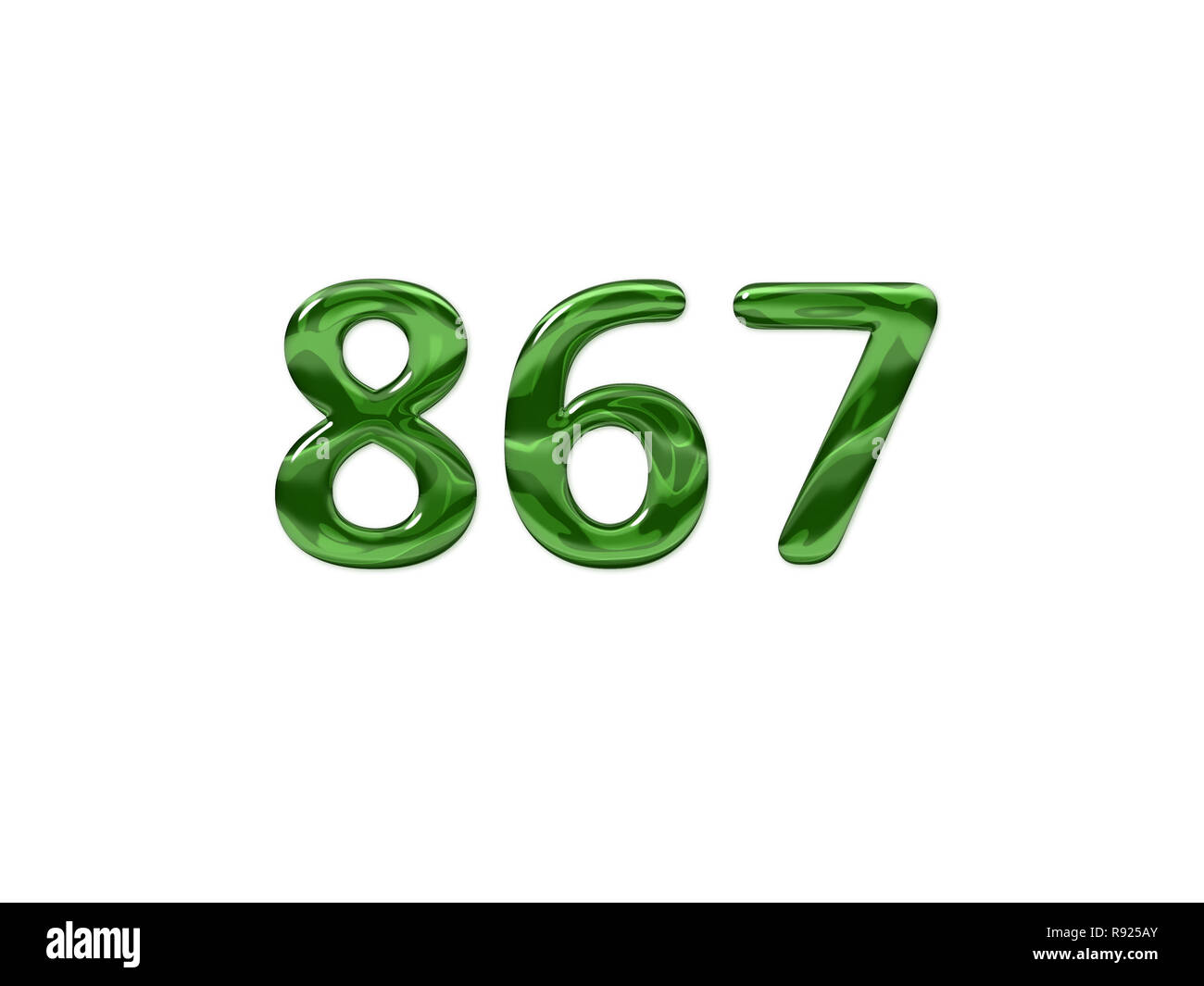 Green Number 867 isolated white background Stock Photo - Alamy