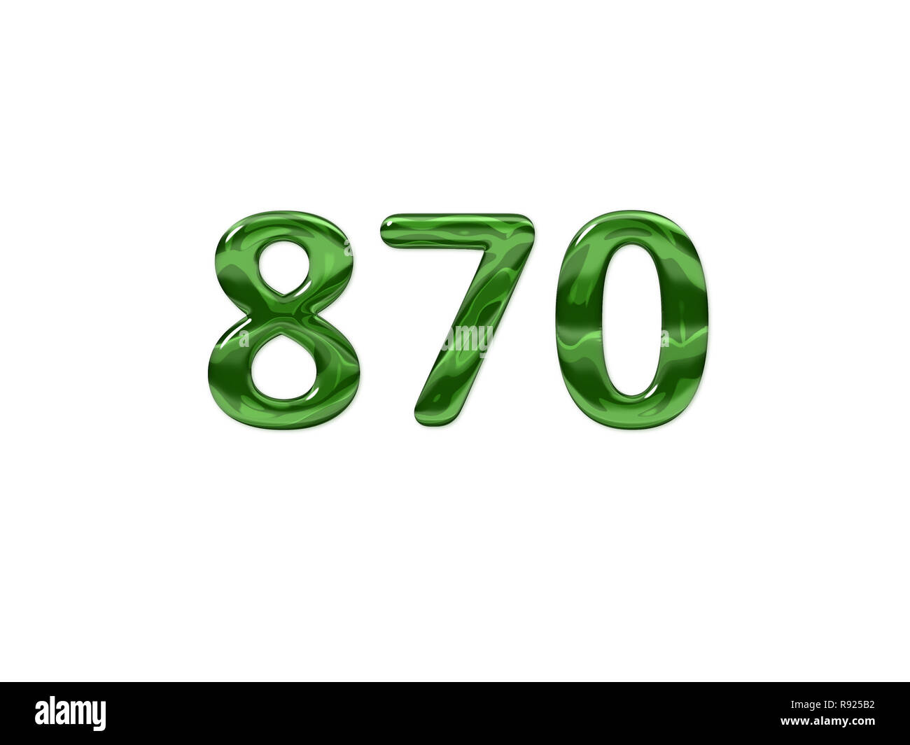 Green Number 870 isolated white background Stock Photo - Alamy