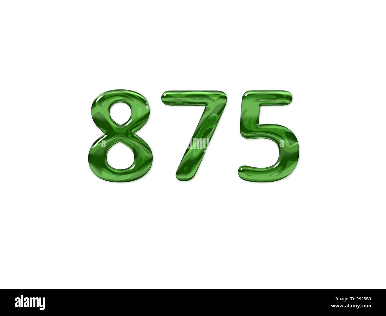 Green Number 875 isolated white background Stock Photo - Alamy