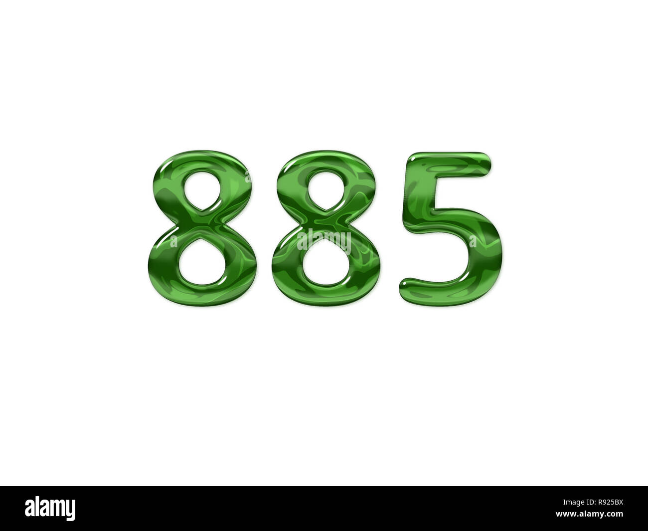 Green Number 885 isolated white background Stock Photo - Alamy