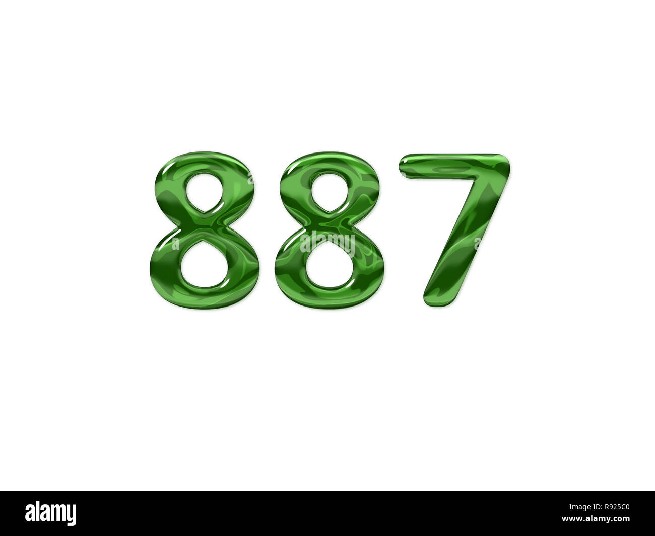 Green Number 887 isolated white background Stock Photo - Alamy