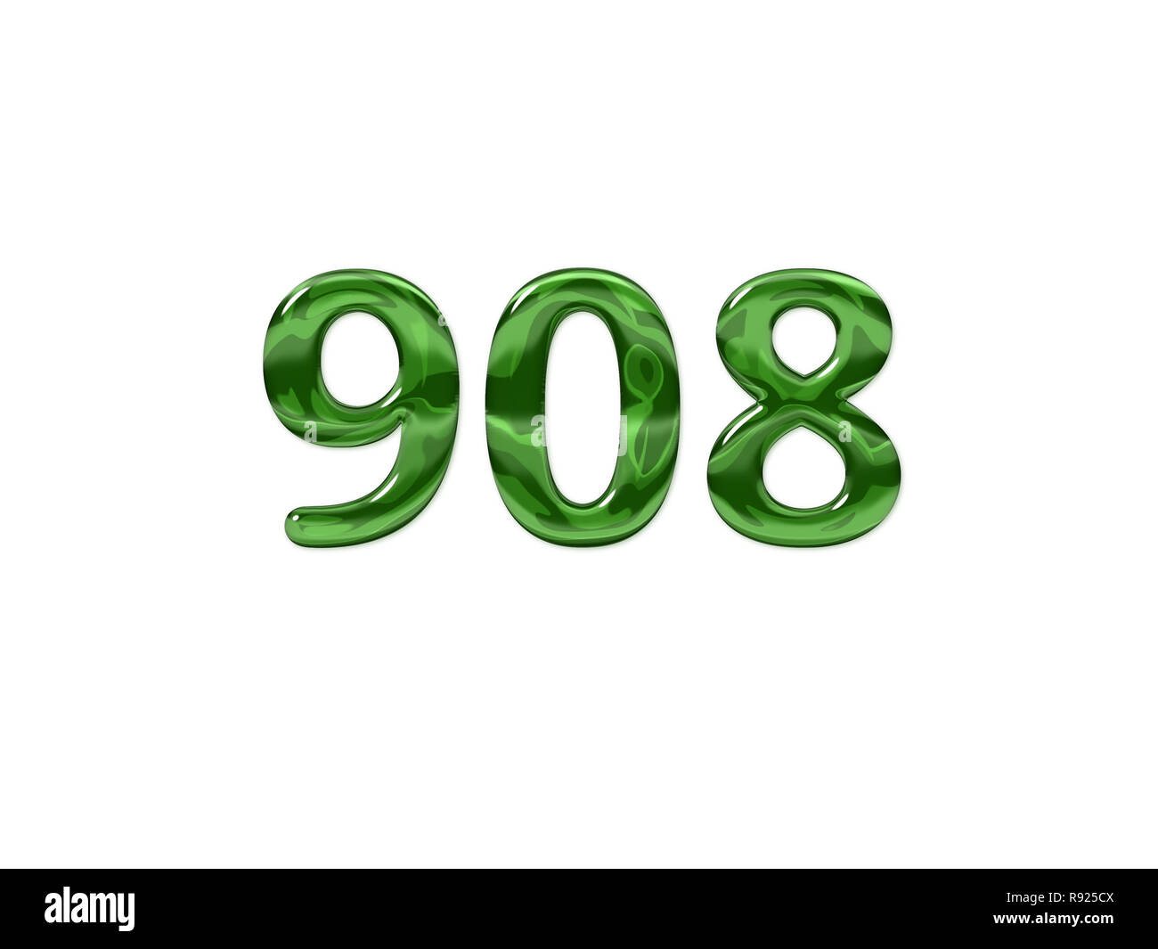Green Number 908 isolated white background Stock Photo - Alamy