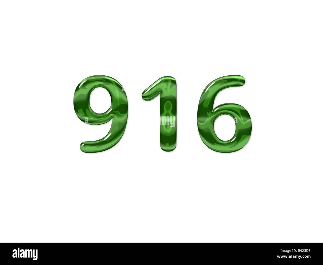 Green Number 916 isolated white background Stock Photo - Alamy