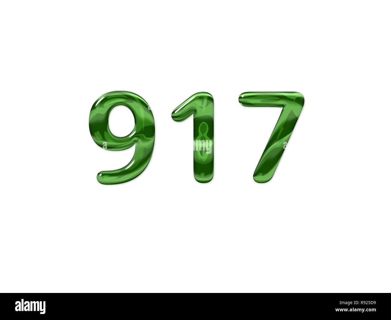 Green Number 917 isolated white background Stock Photo - Alamy