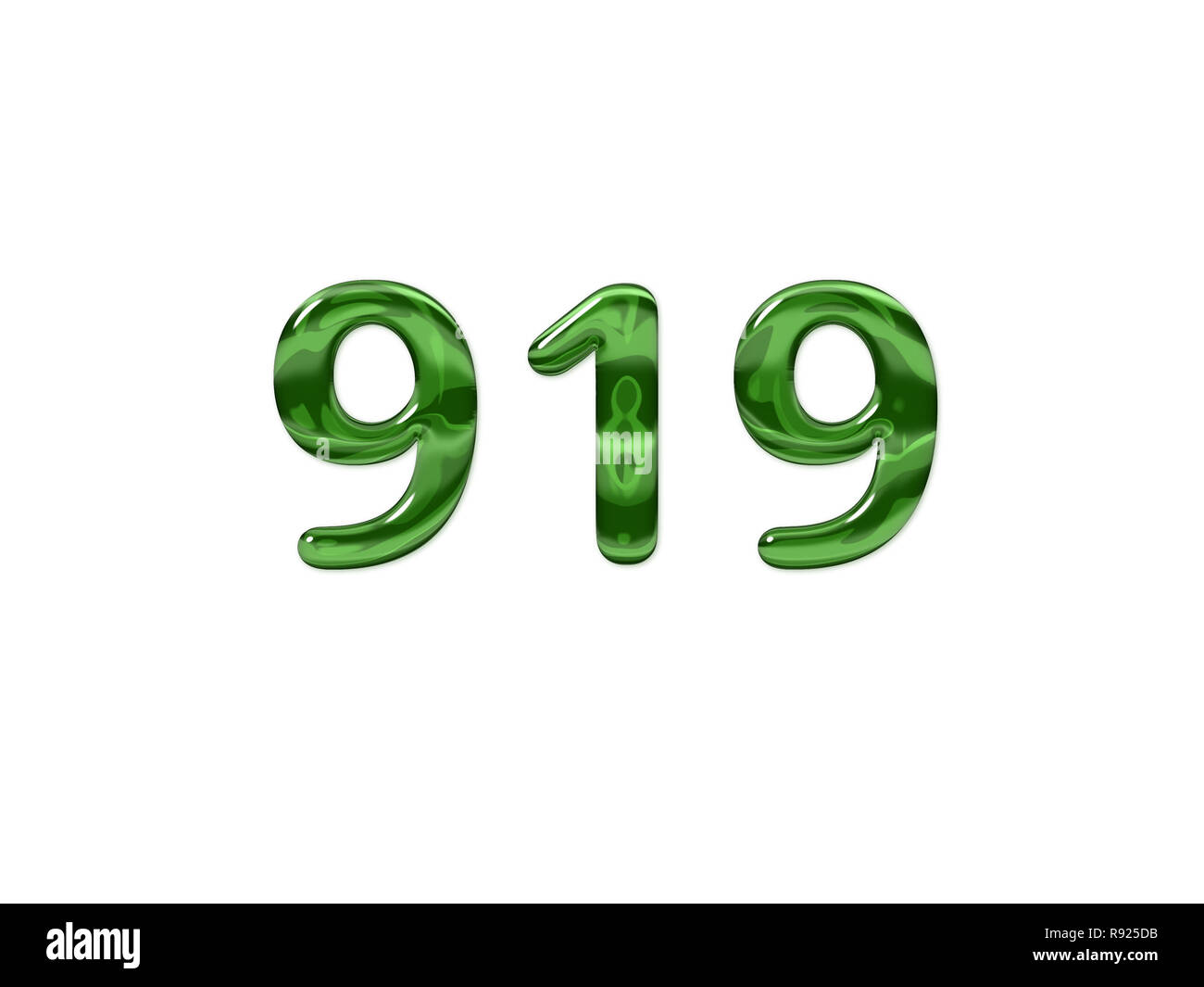 Green Number 919 isolated white background Stock Photo - Alamy