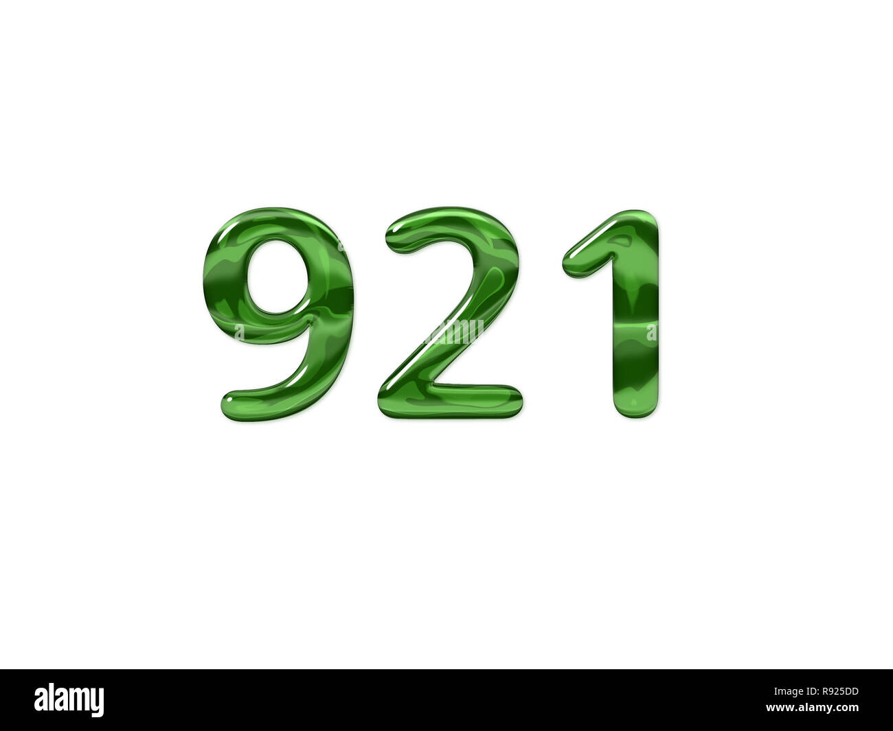 Green Number 921 isolated white background Stock Photo - Alamy