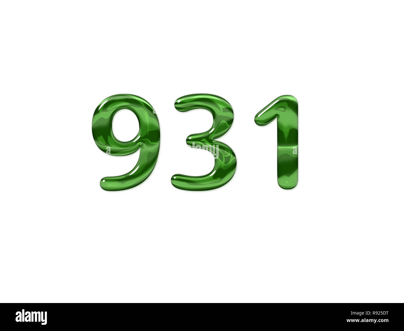 Green Number 931 isolated white background Stock Photo - Alamy