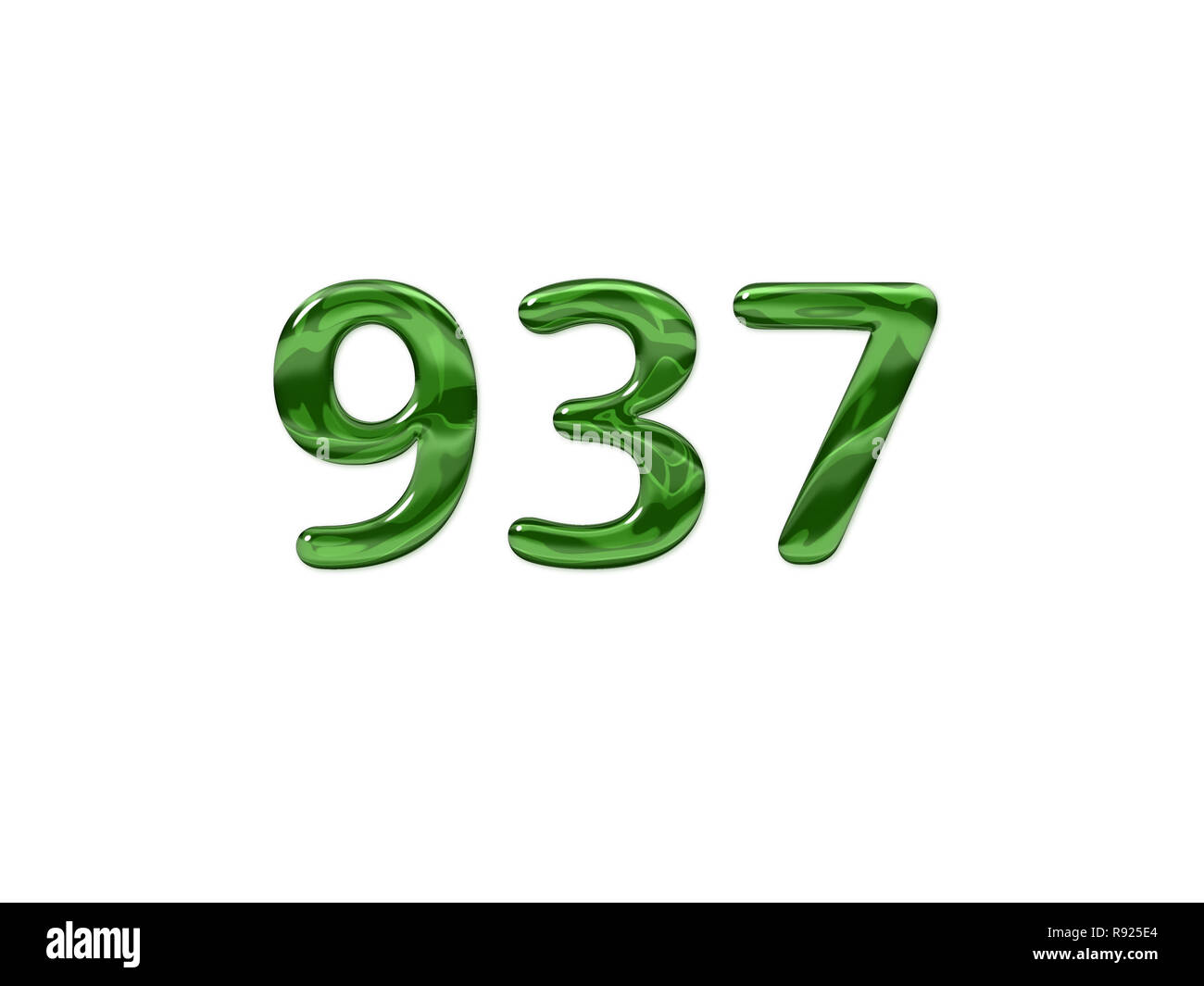 Green Number 937 isolated white background Stock Photo - Alamy