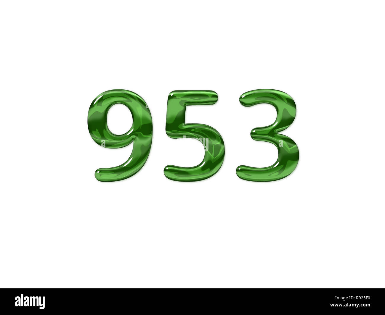 Green Number 953 isolated white background Stock Photo - Alamy