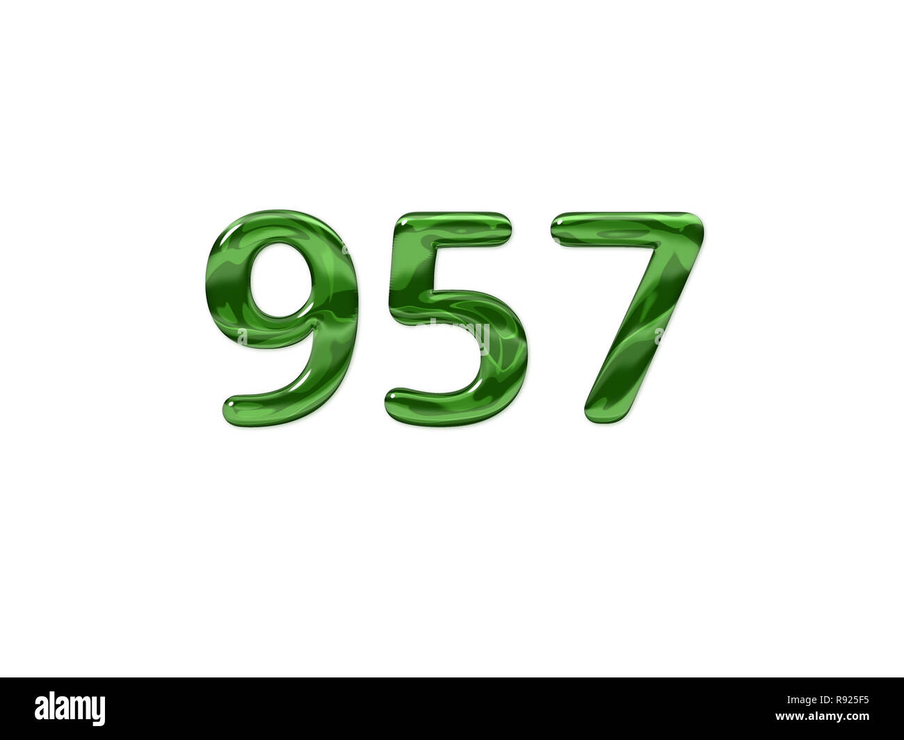 Green Number 957 isolated white background Stock Photo - Alamy