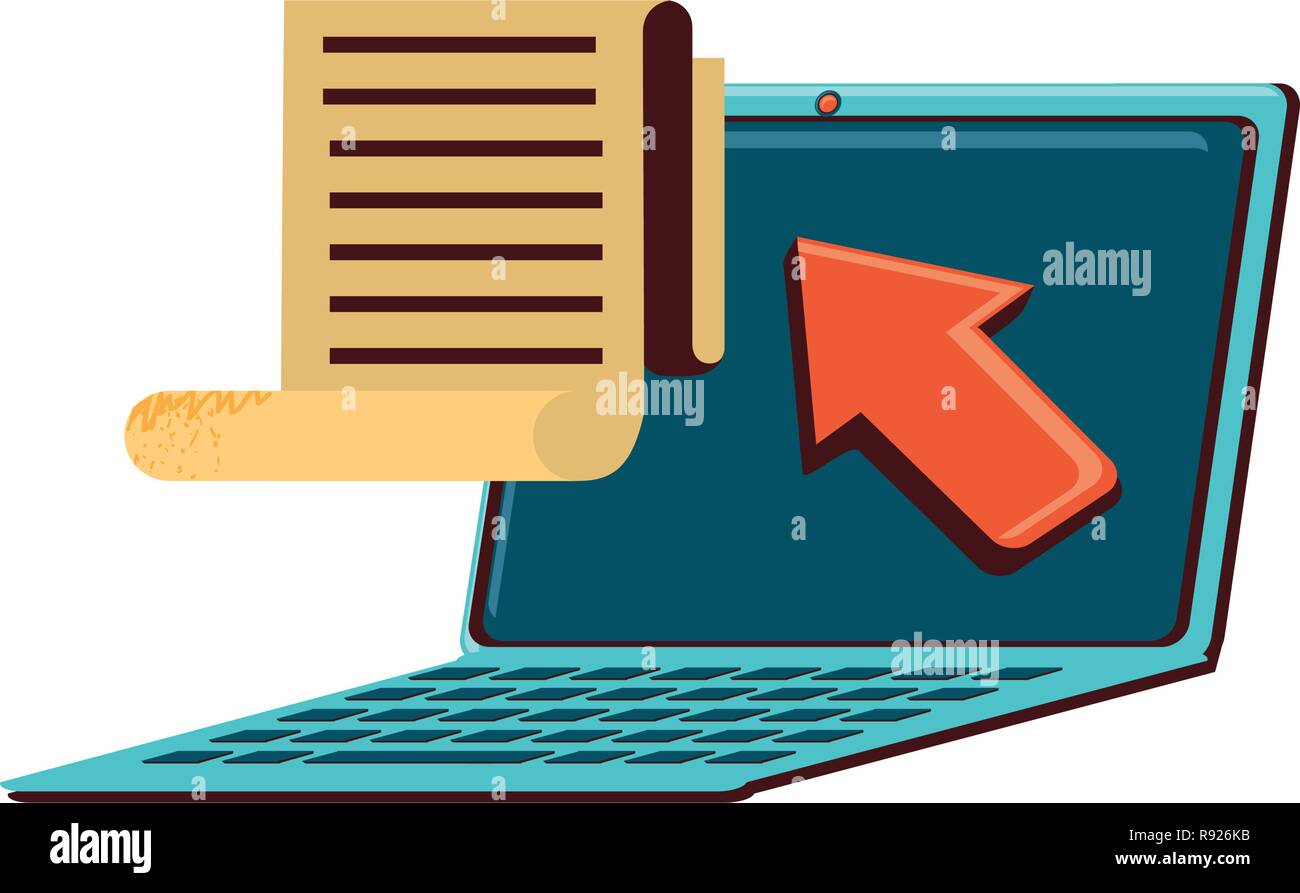 laptop computer with paper receipt and arrow vector illustration design ...