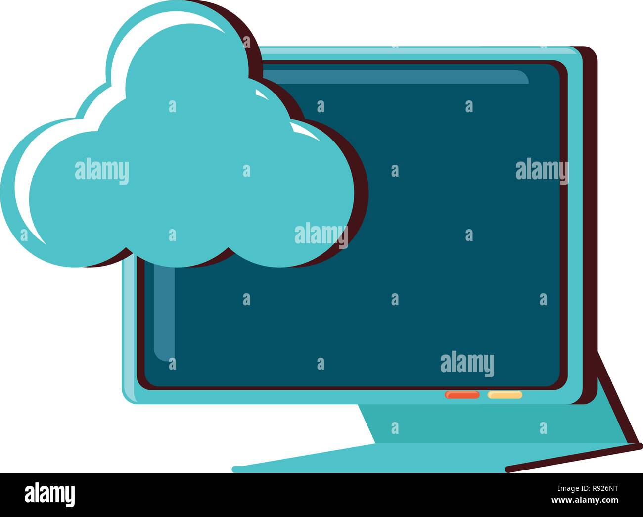 computer monitor with cloud computing vector illustration design Stock ...