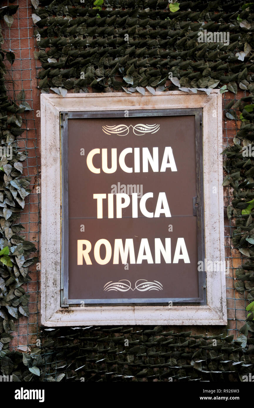 Outdoor advertisement for a typical Roman restaurant (translated from ...