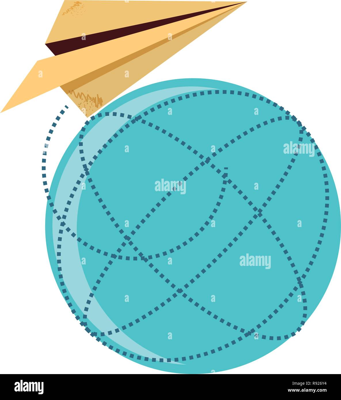 sphere browser with airplane paper vector illustration design Stock ...