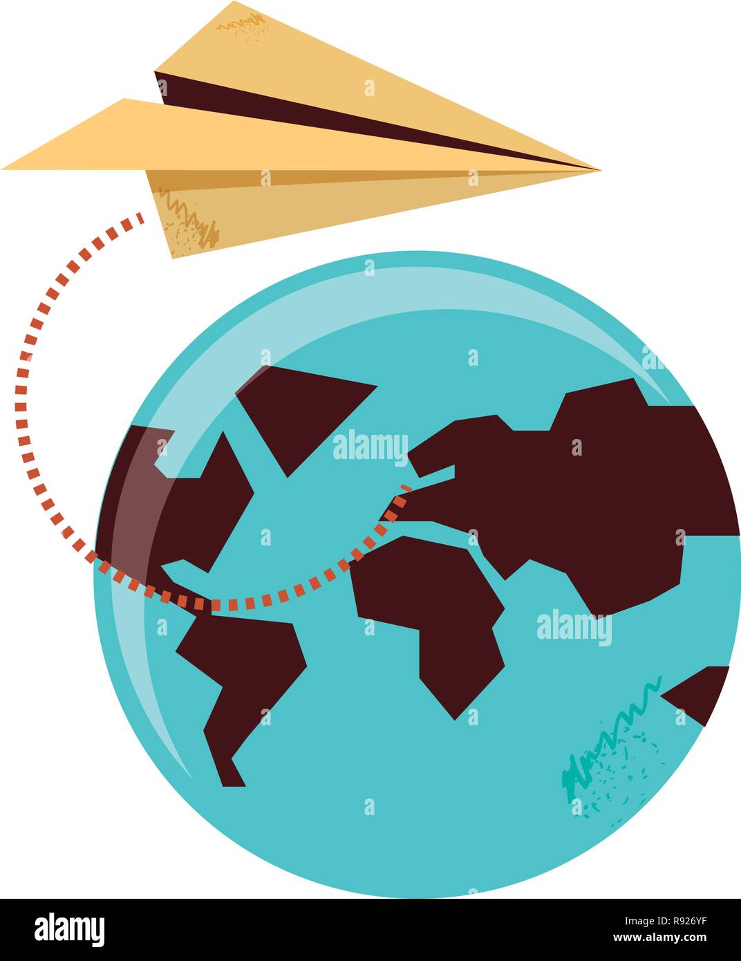 world planet earth with airplane paper vector illustration design Stock ...
