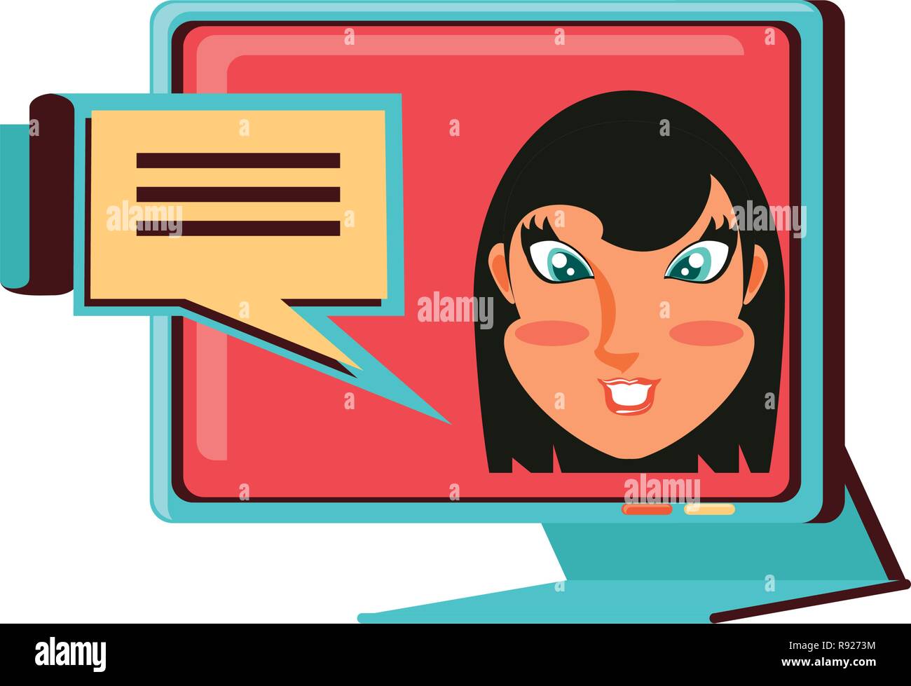 Woman face in front of computer screen Stock Vector Images - Alamy