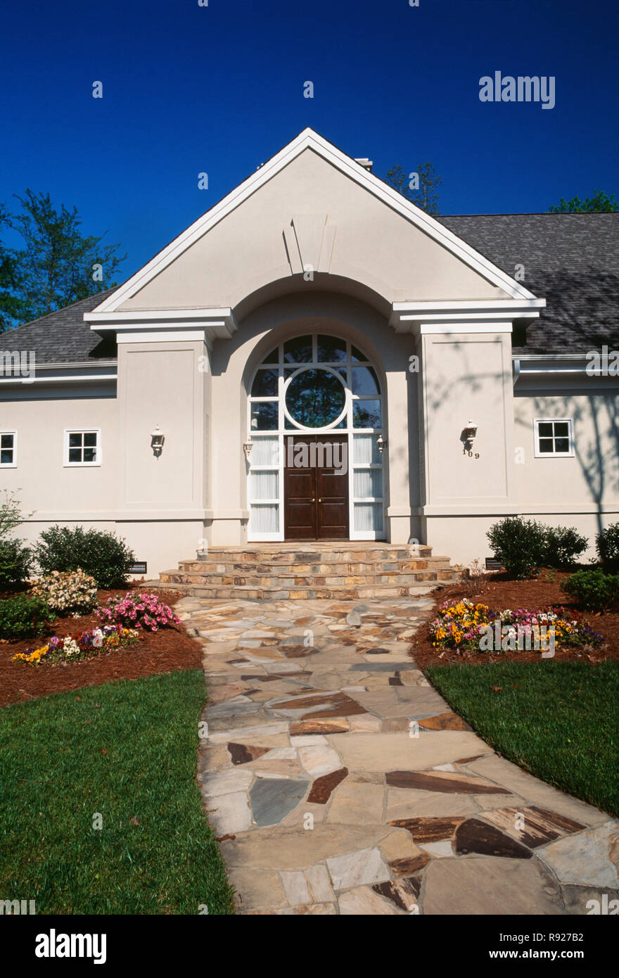 Stately stucco house is in Chapel Hill, North Carolina, USA Stock Photo ...
