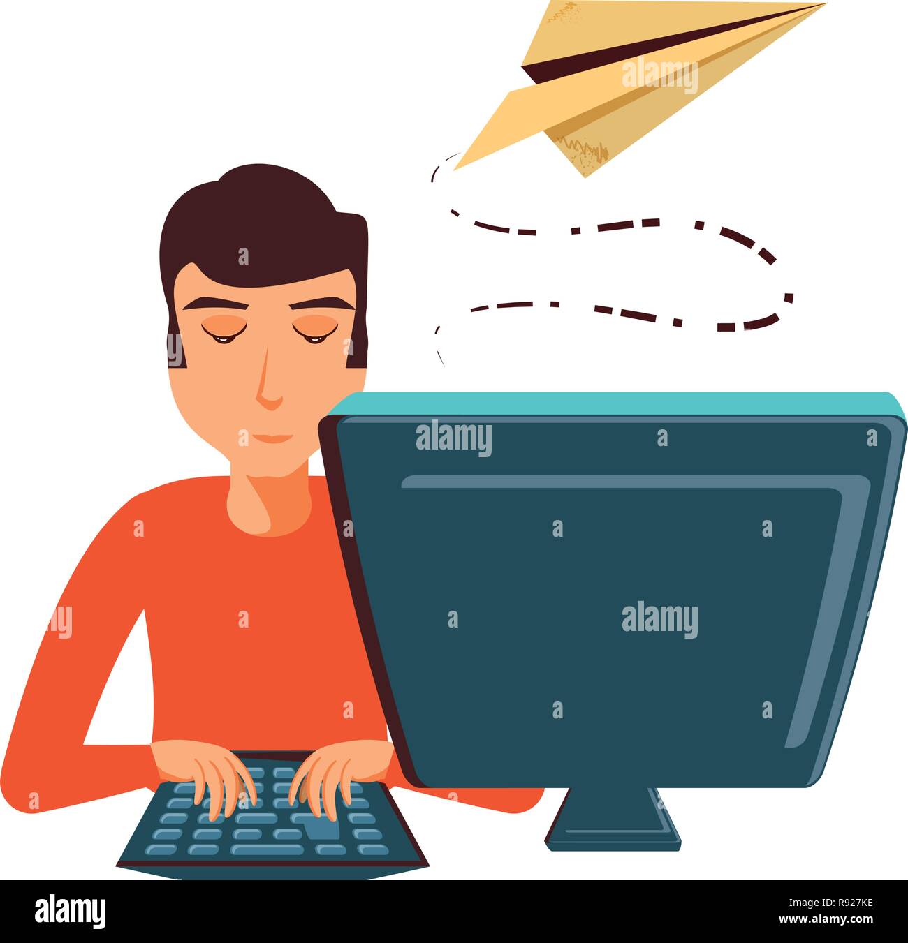Man moving computer monitor Stock Vector Images - Alamy