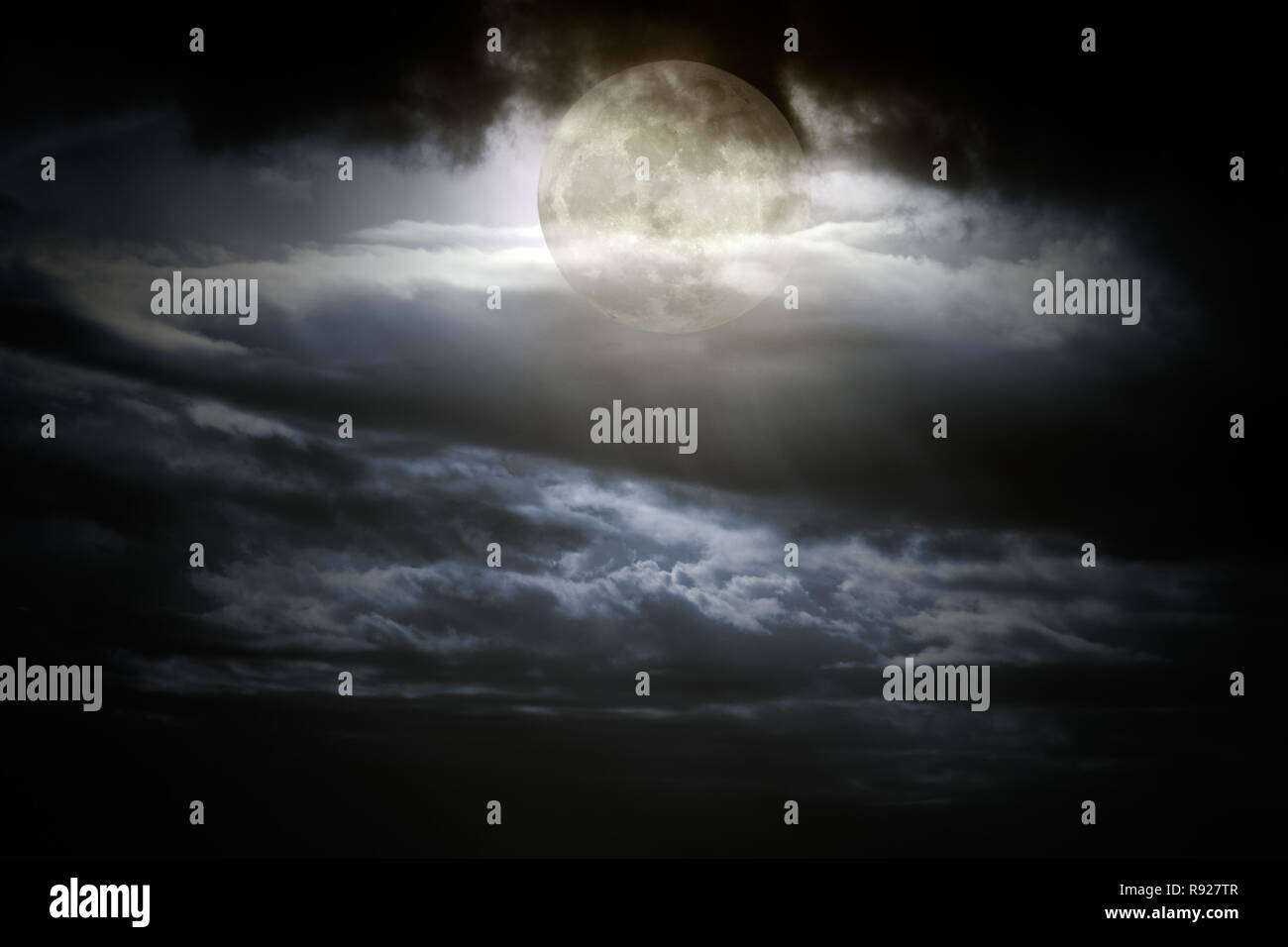 Dark overcast full moon night Stock Photo - Alamy