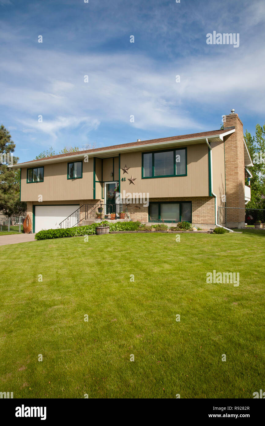 Residential House Exterior in Middle Class Neighborhood, MT, USA Stock ...