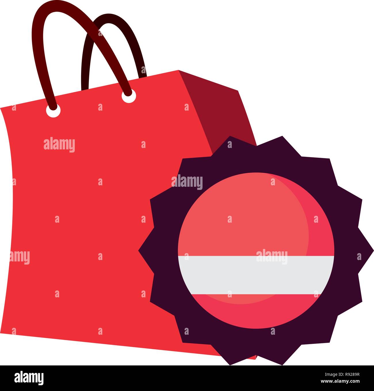 online shopping bag badge ribbon vector illustration Stock Vector Image ...