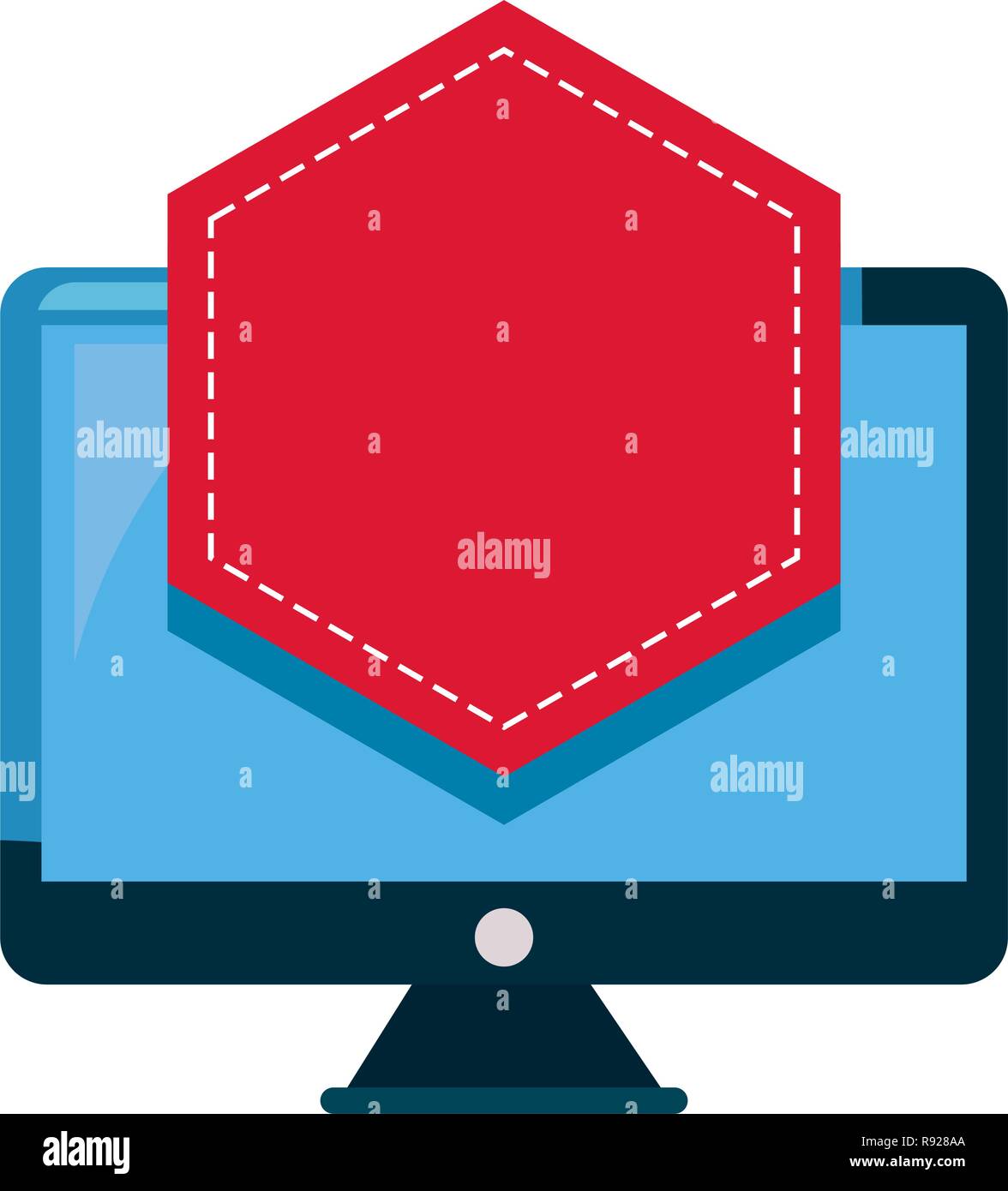 online shopping computer badge template vector illustration Stock ...