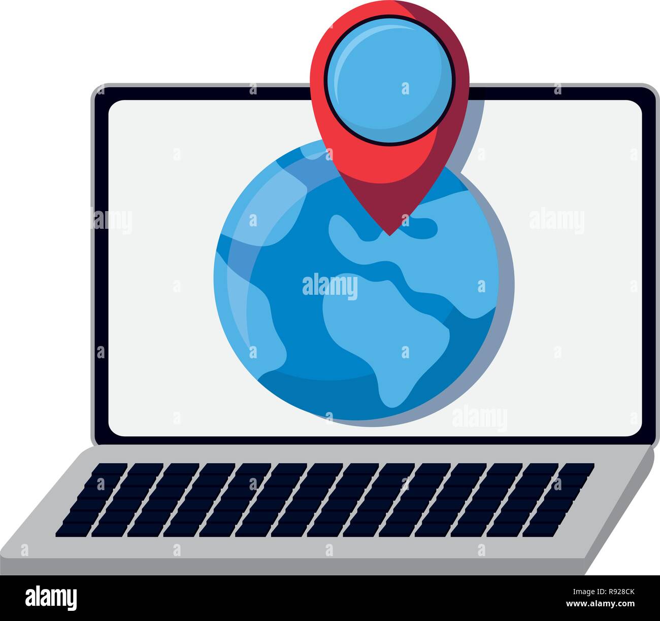 online shopping laptop world pin location vector illustration Stock ...