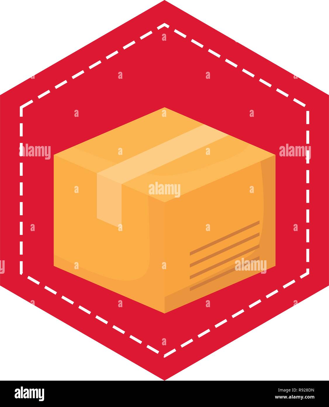 online shopping cardboard box badge vector illustration Stock Vector ...