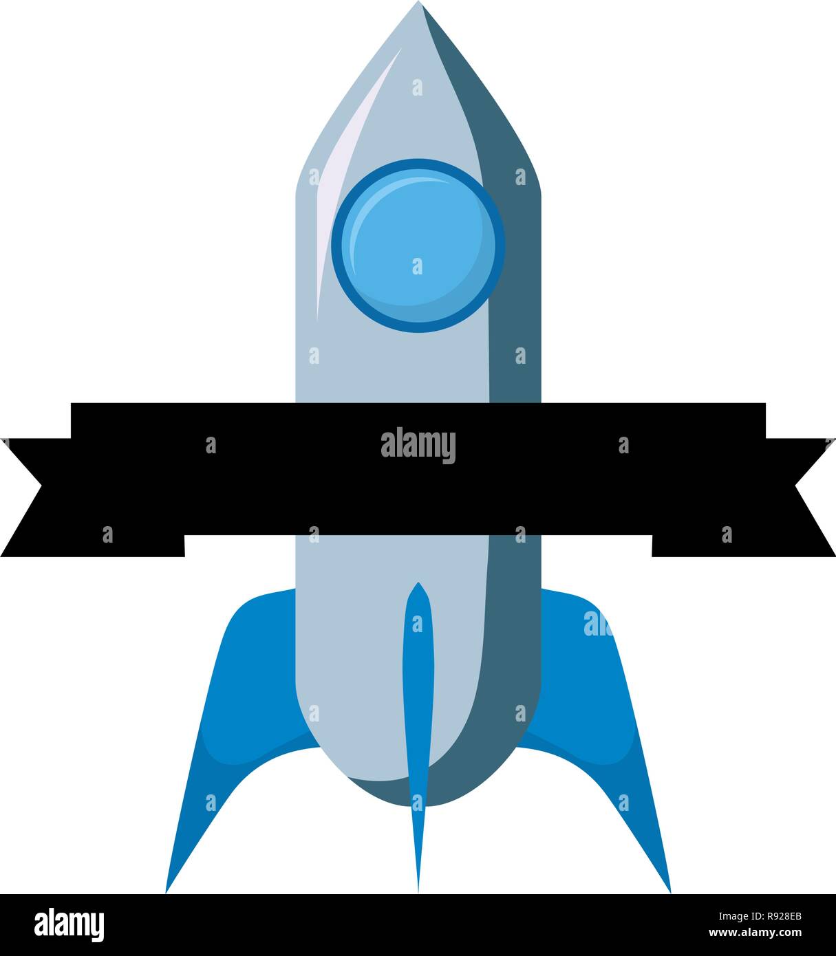 rocket spaceship ribbon white background vector illustration Stock ...