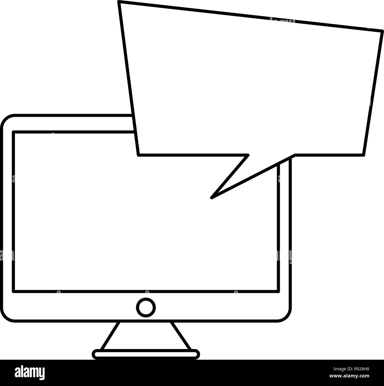 computer speech bubble white background vector illustration outline ...