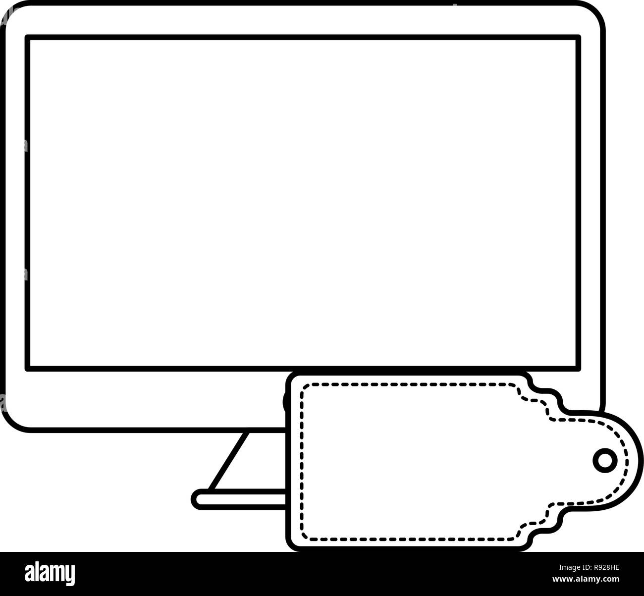 online shopping computer tag price store vector illustration outline ...