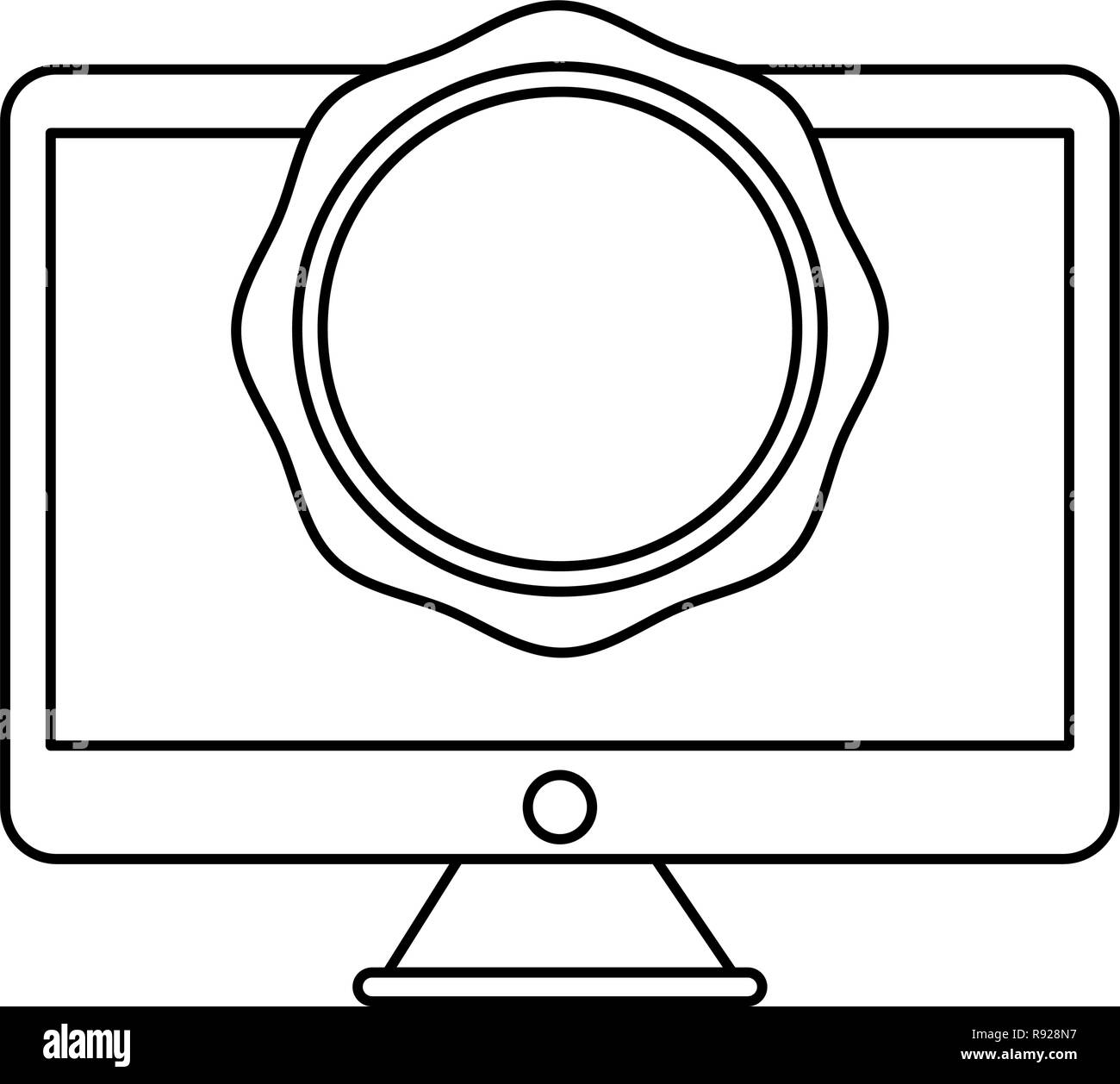 online shopping computer badge template vector illustration outline ...