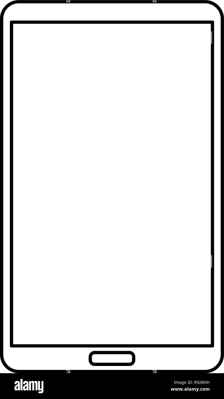 smartphone device on white background vector illustration outline Stock ...