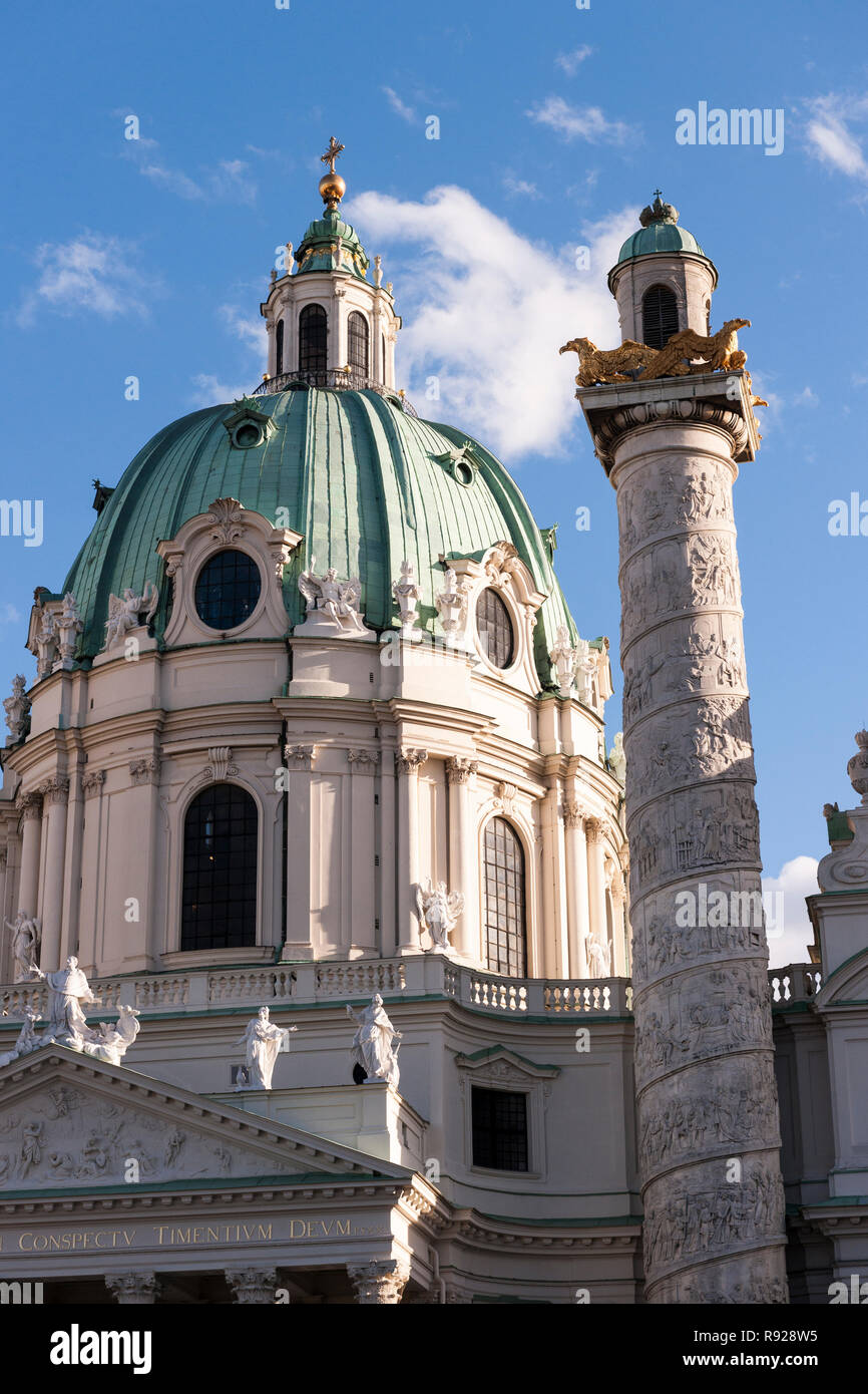 Karlskirche dome and column, Vienna, Austria Stock Photo - Alamy