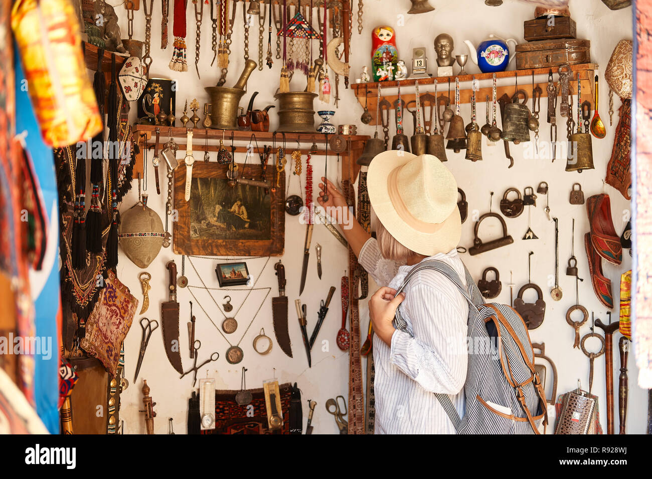 Bukhara, Uzbekistan September 1 Woman Buy Souvenir. Happy Female Person ...