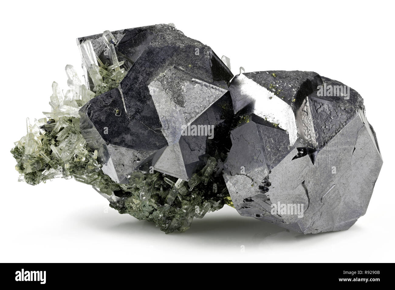 galena (lead glance) from Zlatograd, Bulgaria isolated on white ...